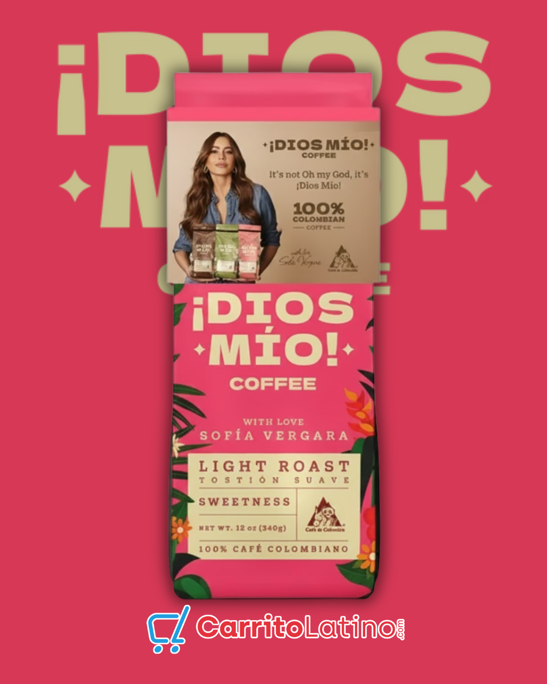 Dios Mío Coffee Light Roast Café Molido Colombiano 12 oz – Carrito Latino