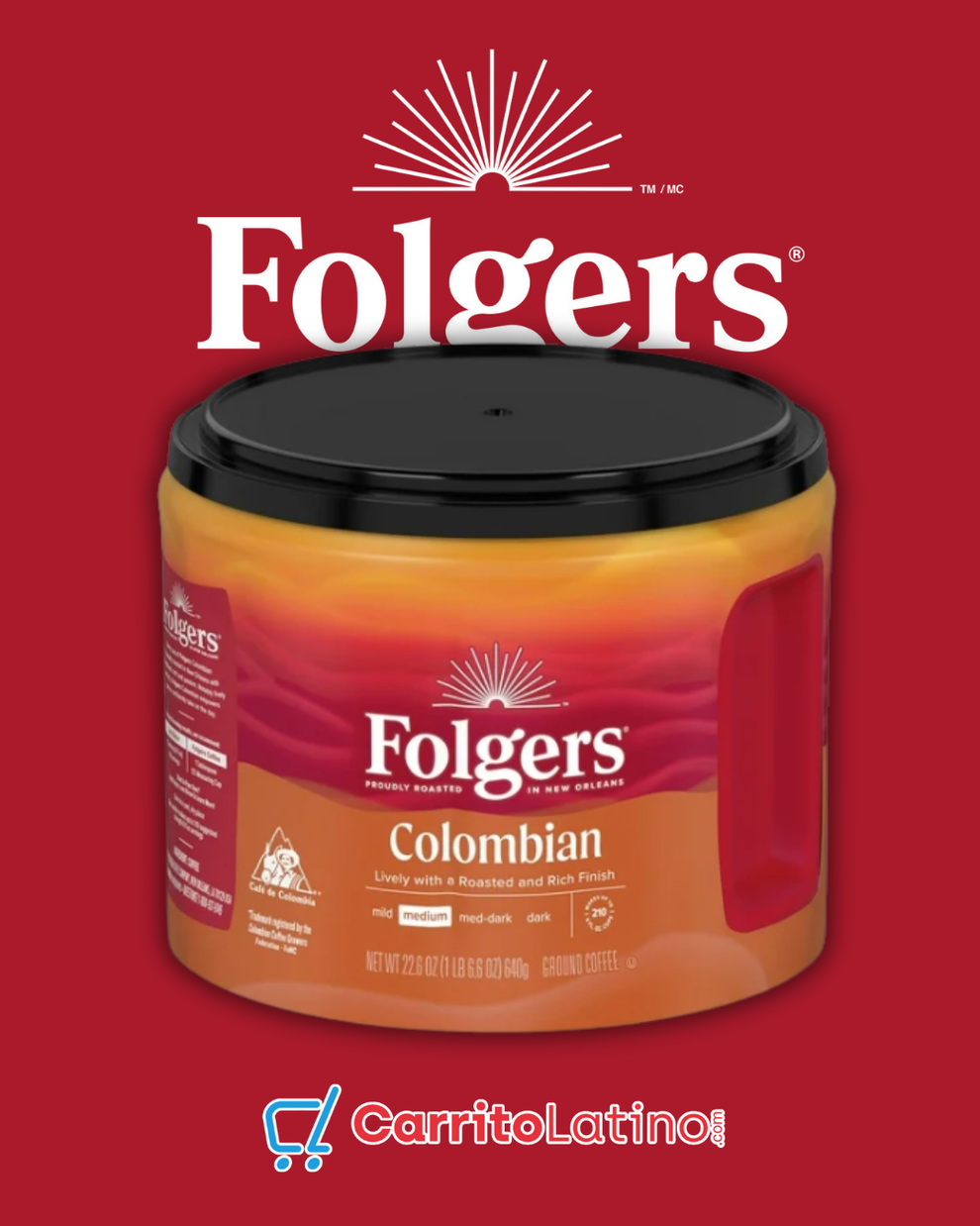 Folgers Café Molido Colombiano 22.6 oz – Carrito Latino