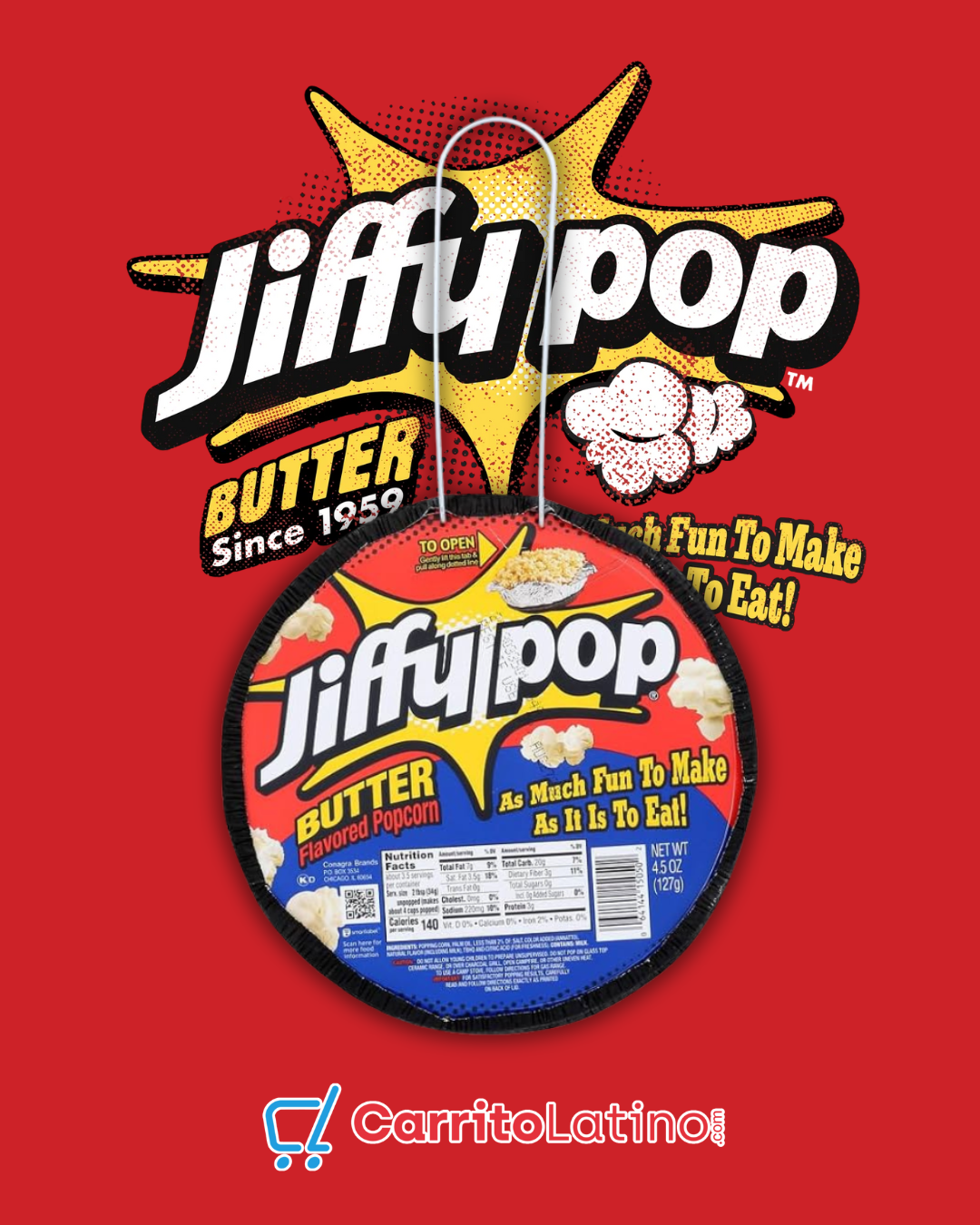 Jiffy Pop Stovetop Popcorn Butter Flavor 4.5 oz – Carrito Latino