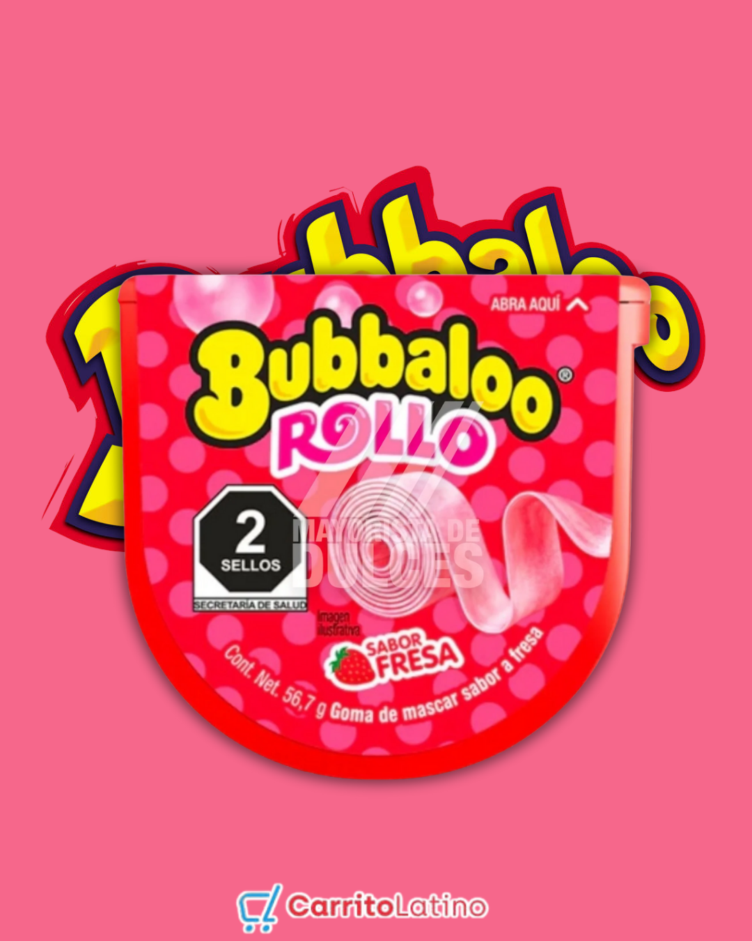 Bubbaloo Rollo Sabor Fresa (6 unidades) – Carrito Latino